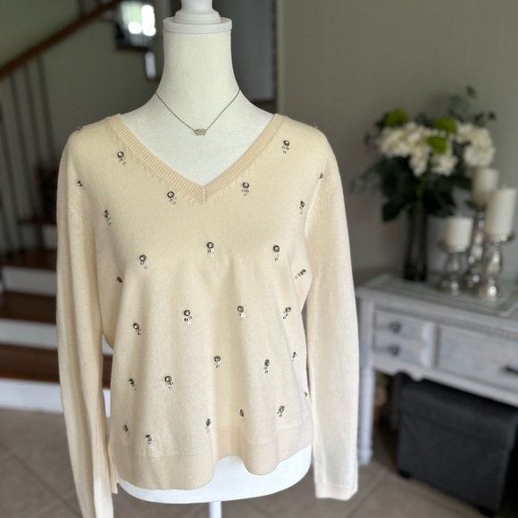 French Connection | Sweaters | Fcuk Cream Sweater With Silver Beaded ...